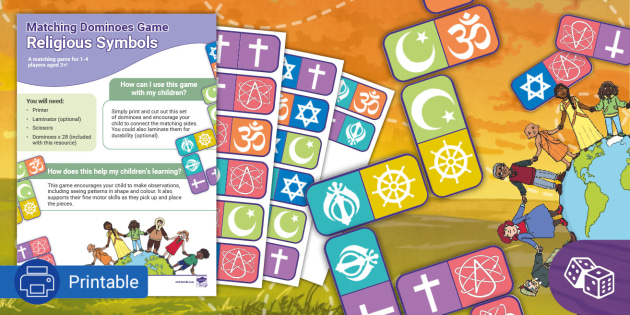 EYFS Religious Symbols Matching Dominoes Game for WRD 2022