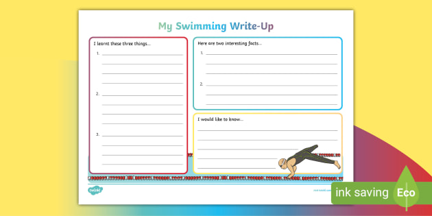 Swimming Write Up Worksheet