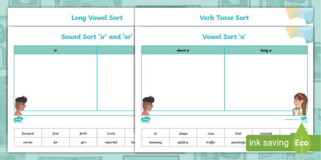 The Great Shape Race - Story Word and Sound Sorts