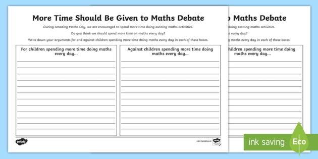 Amazing Maths Day Debate Worksheet (Teacher-Made)