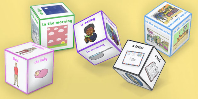 Roll A Sentence Who What Doing To What Where When Dice Nets - sentence