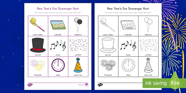 New Year's Activities | Scavenger Hunt | Happy New Year!