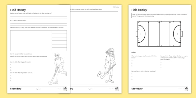 Hockey: Non-Participant Worksheets (teacher made)