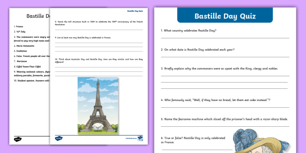 Crash Course Podcast Bastille Day Quiz (teacher made)