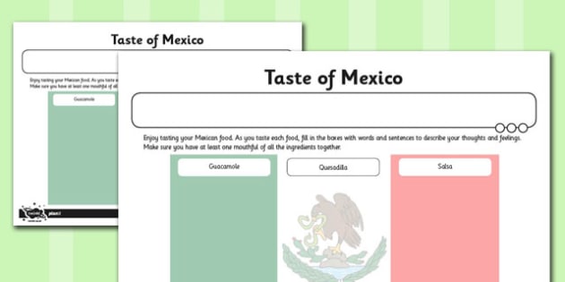 Global Food Worksheet / Worksheet Taste of Mexico