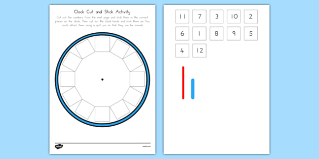 Blank Clock Cut Out Cut and Stick Activity
