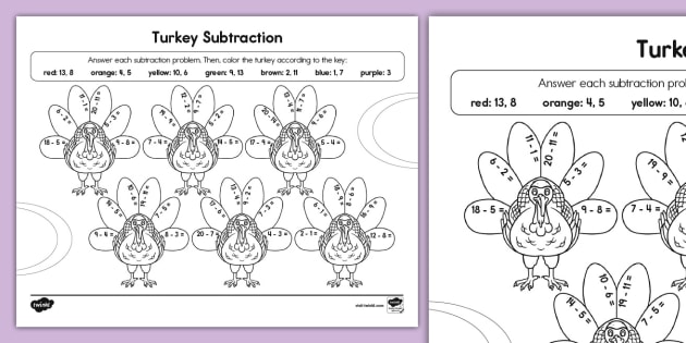 Thanksgiving Subtraction Worksheets With Regrouping