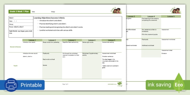Grade 3 Phonics: Week 1: Term 3: Planning (teacher made)