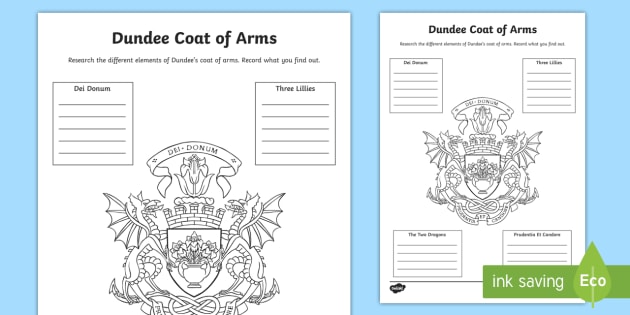 CfE Dundee Coat of Arms Worksheet / Worksheet (teacher made)