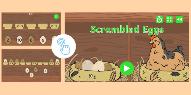 👉 Scrambled Eggs Number Ordering Game | Twinkl Go!