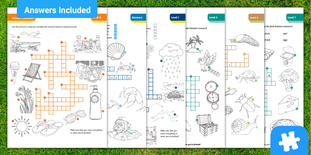Twinkl Summer Holiday End of Year Fun Picture Crossword Pack