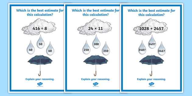 KS2 Maths Rain Clouds Estimation Picture Cards