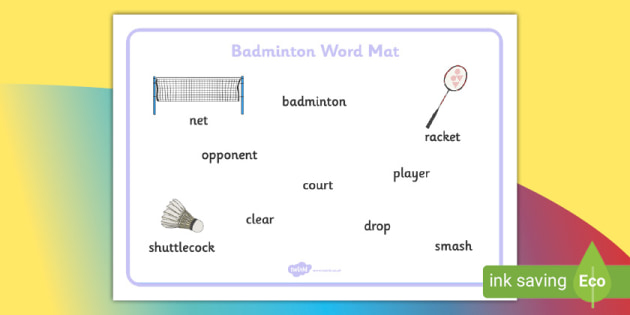 Badminton Word Mat