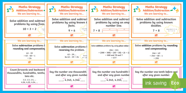 Addition and Subtraction WALT Cards Stages 5 - 7 Display Pack