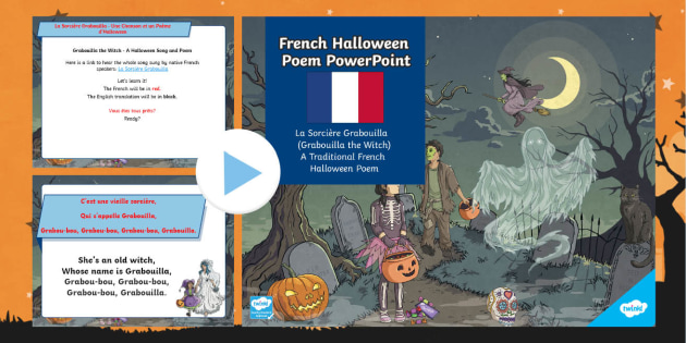 French Halloween Poem PowerPoint (teacher made)