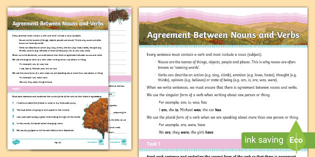 Agreement Between Nouns and Verbs Activity Sheets Autumn