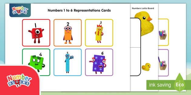Numberblocks: Numbers 1 to 6 Representations Cards