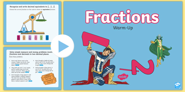 Year 4 Fractions Maths Warm-Up PowerPoint (teacher made)