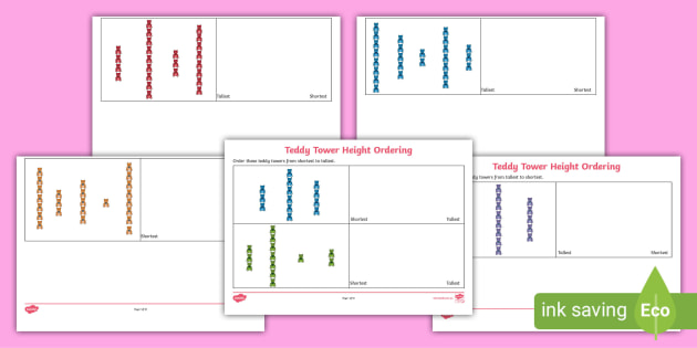 Teddy Tower Height Ordering Activity Sheet (teacher made)