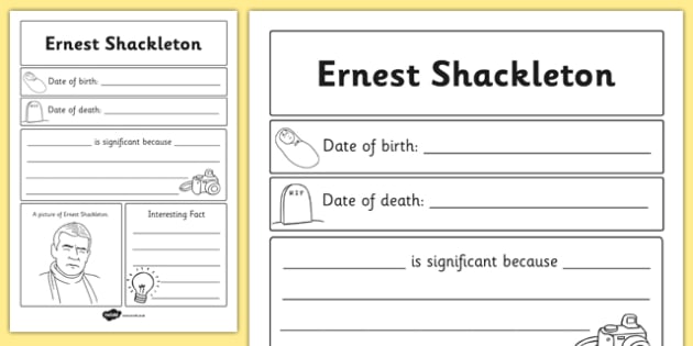Ernest Shackleton Significant Individual Writing Frame - writing