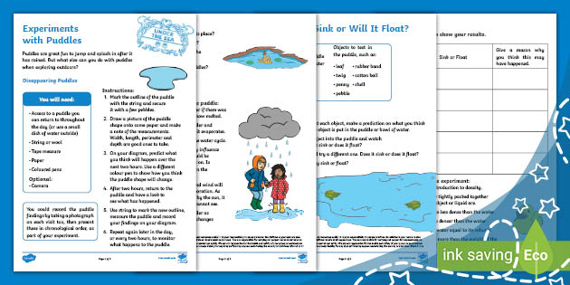 Experiments with Puddles (Teacher-Made)