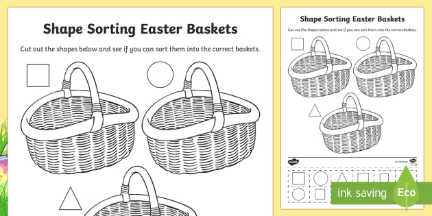 Shape Sorting Easter Baskets Worksheet / Worksheet