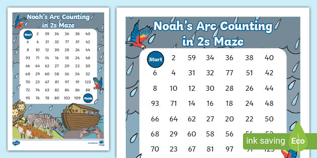 👉 Noah's Ark Counting in 2s Maze