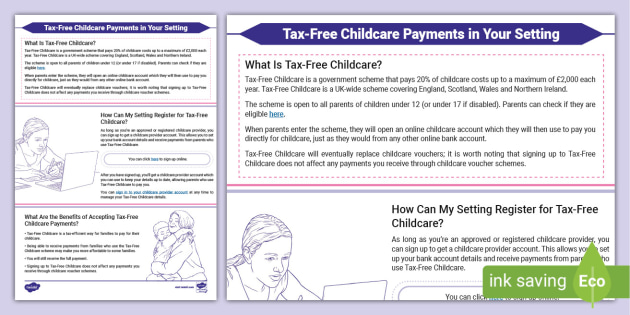 Tax-Free Childcare Payments in Your Setting (teacher made)