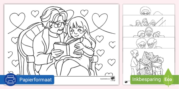 Inkleurprente om Ouma- en Oupadag te Vier! (teacher made)