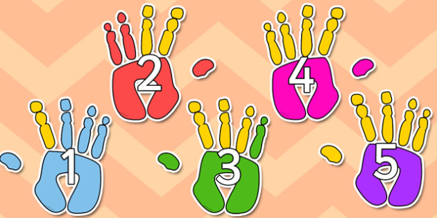 1 to 10 on Hands - 1-10, hands, display, counting, numbers, maths