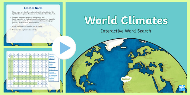 World Climates Interactive Word Search