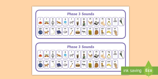 Phase 3 Phonics Table Strips (teacher made)