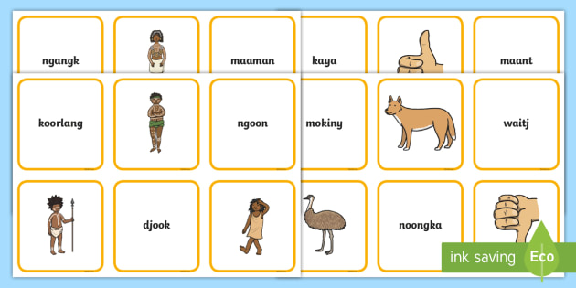 Noongar Aboriginal Language Matching Cards (teacher made)