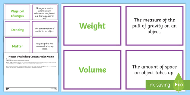 Matter Concentration Matching Game (teacher made)