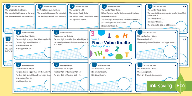 Place Value Riddles - Year 1 Differentiated Challenge Cards