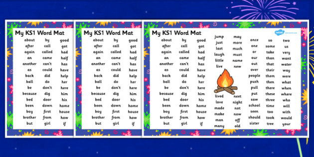 Bonfire Night Firework Themed KS1 Word Mat (teacher made)