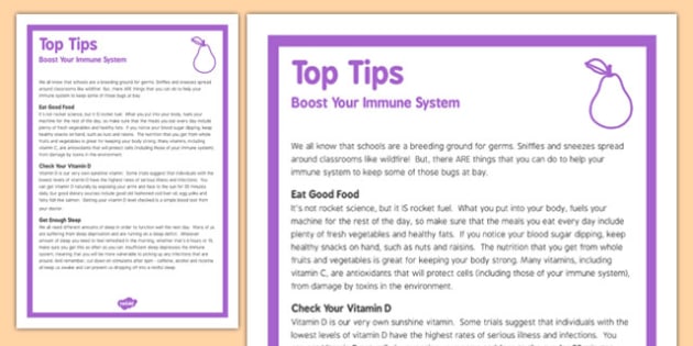 Top Tips to Boost Your Immune System Poster (teacher made)