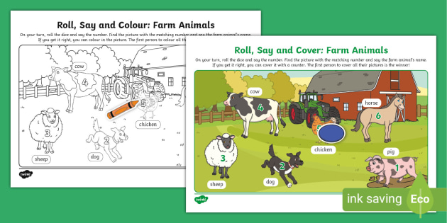 Farm Animal Printable Dice Games A Roll Count And Cover 20 Fun Ways To