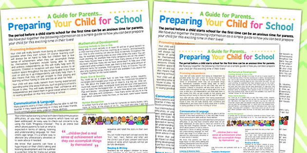 Preparing Your Child For School A Guide For Parents Poster