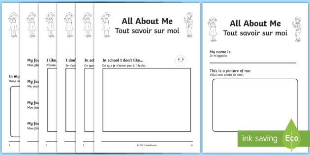 ALl About Me Booklet English/French - All About Me Book