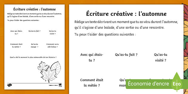 Ecriture créative sur l'automne (teacher made)