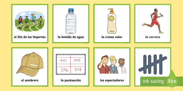 Sports Day Matching Cards Spanish (teacher made)