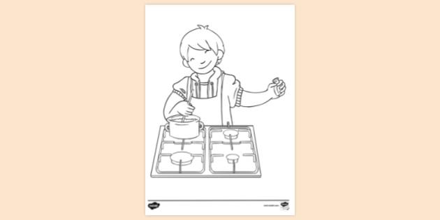 FREE! - Cooking Colouring Sheet - Primary Resources
