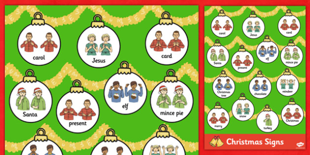 A4 British Sign Language Christmas Word Mat (teacher made)