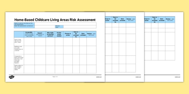 Home-Based Childcare Living Areas Risk Assessment