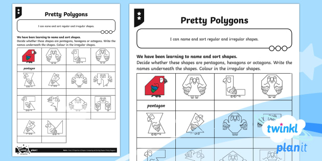 PlanIt Maths Y2 Properties of Shapes Pretty Polygons Home Learning Tasks