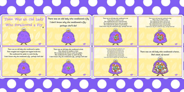 There Was an Old Lady Who Swallowed a Fly Sequencing Cards - card