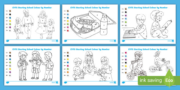 👉 EYFS Starting School Colour by Number
