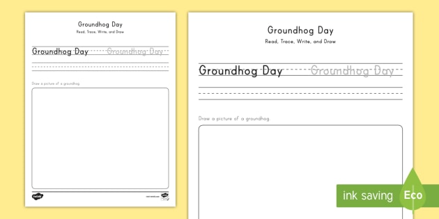 Groundhog Day: Read, Trace, Write, and Draw Activity