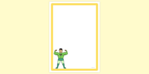 FREE! - Simple Blank Super Strong Superhero Page Border | Twinkl